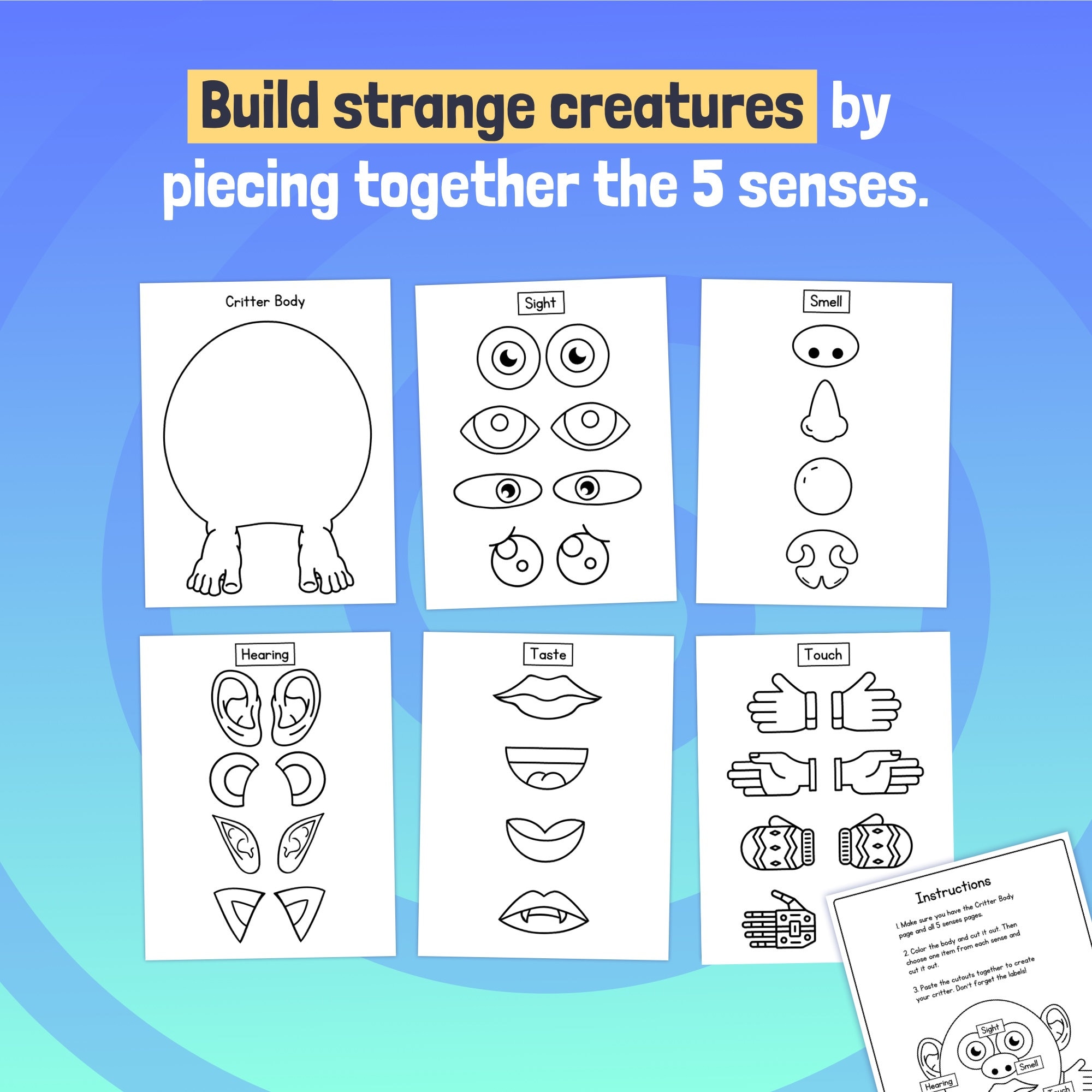 5 Senses Activity | Five Senses Craft, Funny Kindergarten & 1st Grade ...