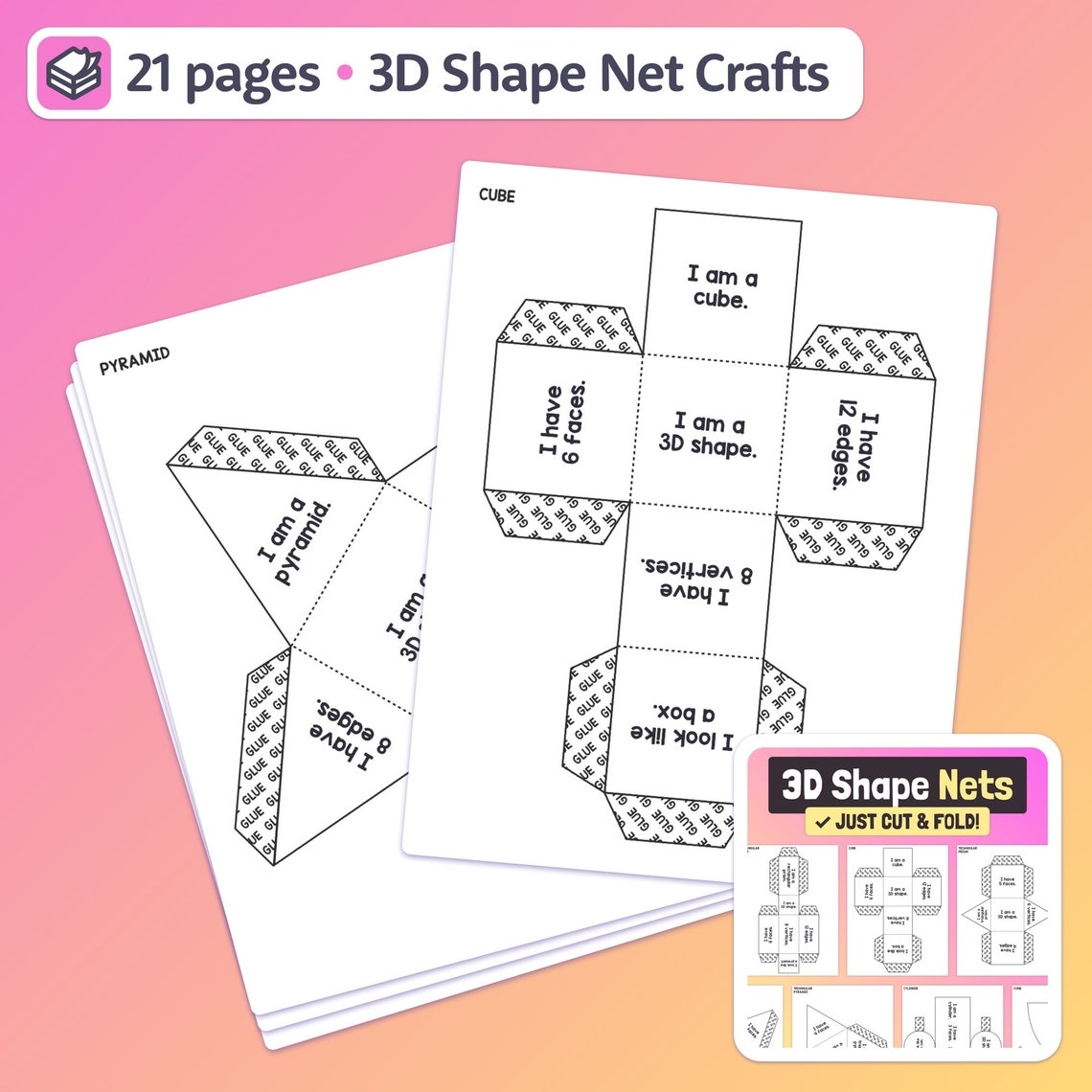 No Prep 2D & 3D Shapes Bundle 1st, 2nd, 3rd Grade 3D and 2D Shape ...