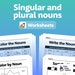 Singular & Plural Nouns Worksheets | Kindergarten, 1st Grade and 2nd ...