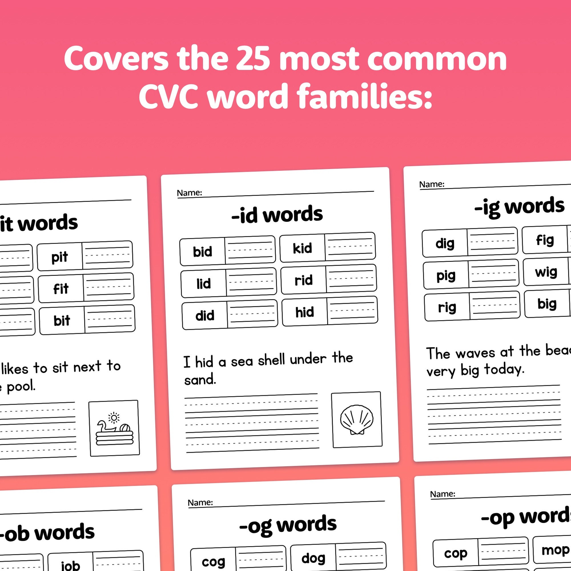 Summer CVC Words Worksheets Summer Kindergarten & 1st Grade CVC Words ...