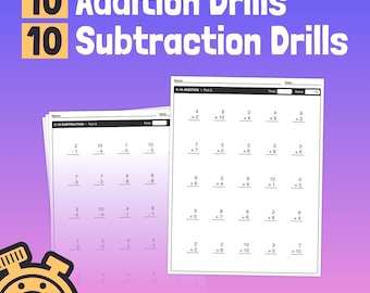 Addition and Subtraction Timed Drills | 0-10 Adding and Subtracting ...