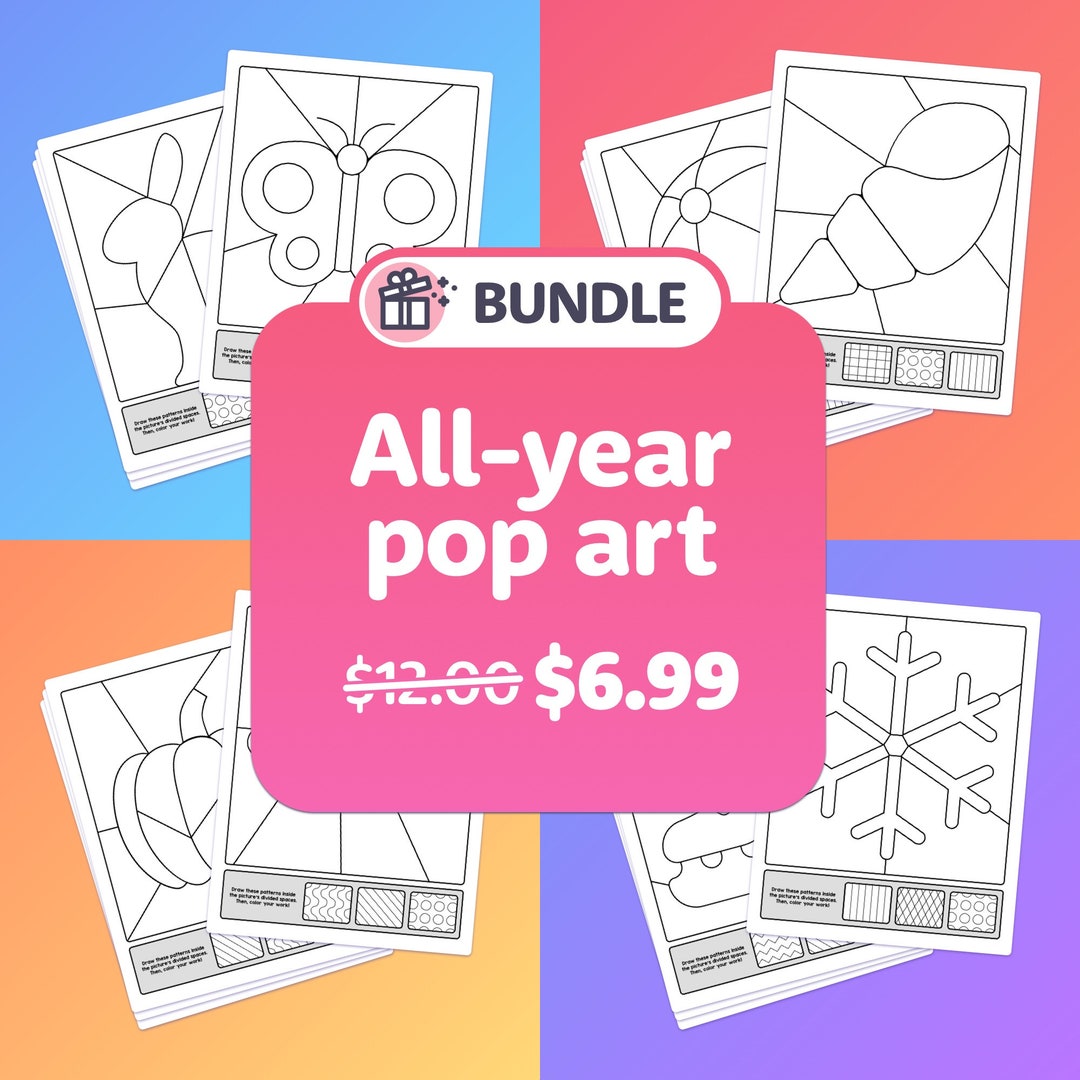 Pop Art Coloring Sheets Bundle | All Year Pattern Coloring | Spring ...