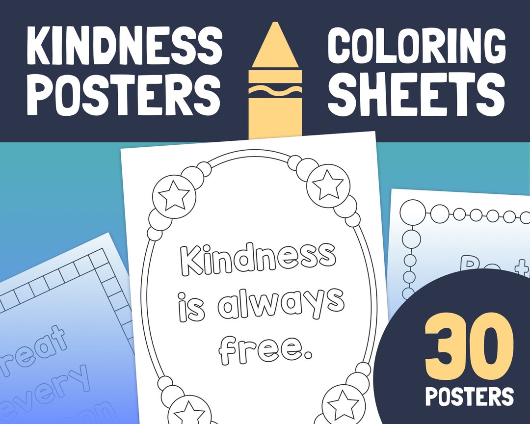 Kindness Poster Coloring Sheets Compassion & Empathy - Etsy