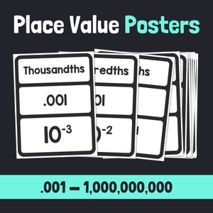 Place Value Posters | 2nd & 3rd Grade Place Value Decor, Thousandths to ...