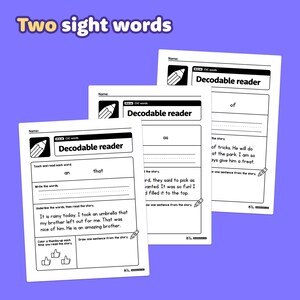 Sight Word Fluency Passages Worksheets Kindergarten Decodable Reading ...