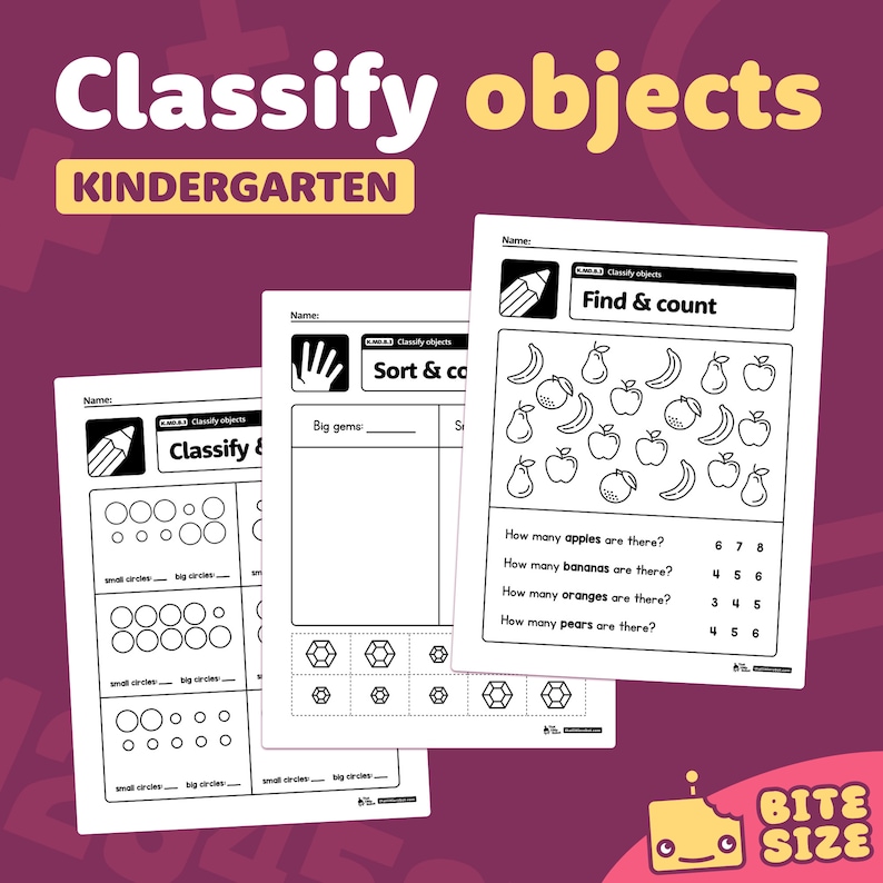 Classify Objects Worksheets | Kindergarten Math Centers, Sorting Shapes ...