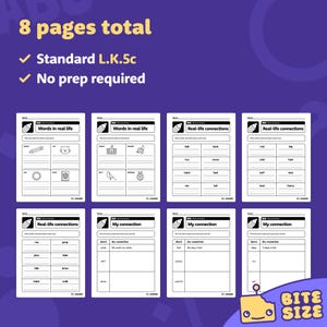 Word Connections Worksheets & Centers | Kindergarten Real Life ...