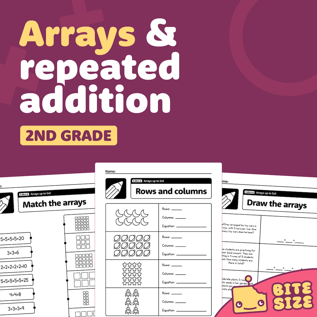Arrays & Repeated Addition Worksheets | 2nd Grade Rows and Columns Math ...