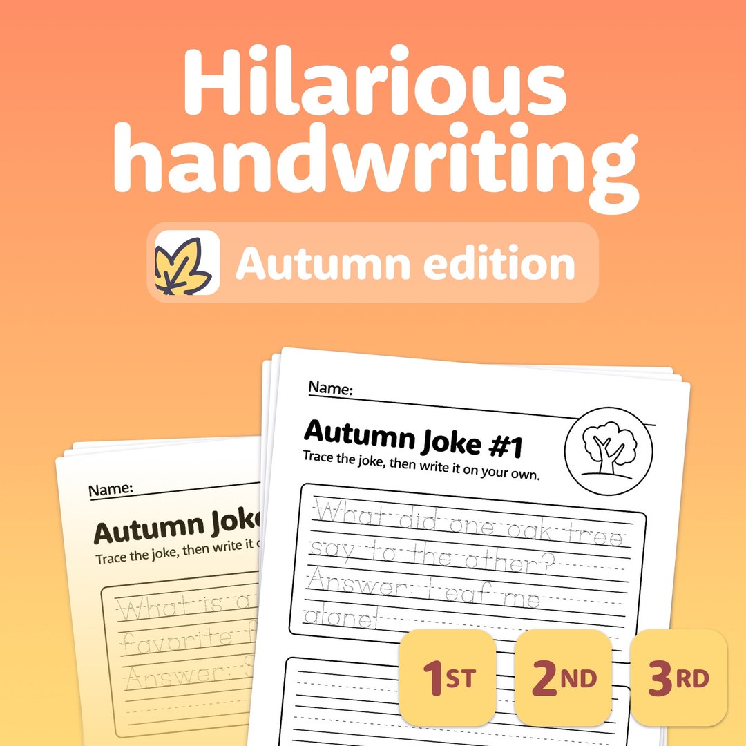 Funny Fall Handwriting Worksheets | 1st, 2nd, 3rd Grade Grade Autumn ...