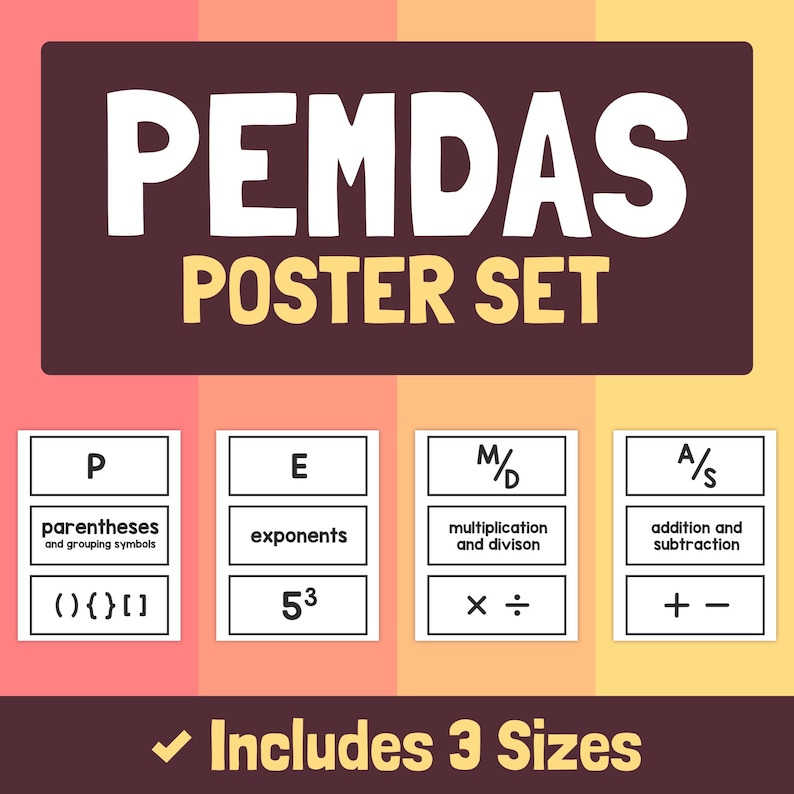 PEMDAS Posters | 3rd & 4th Grade Order of Operations Posters, PEMDAS ...
