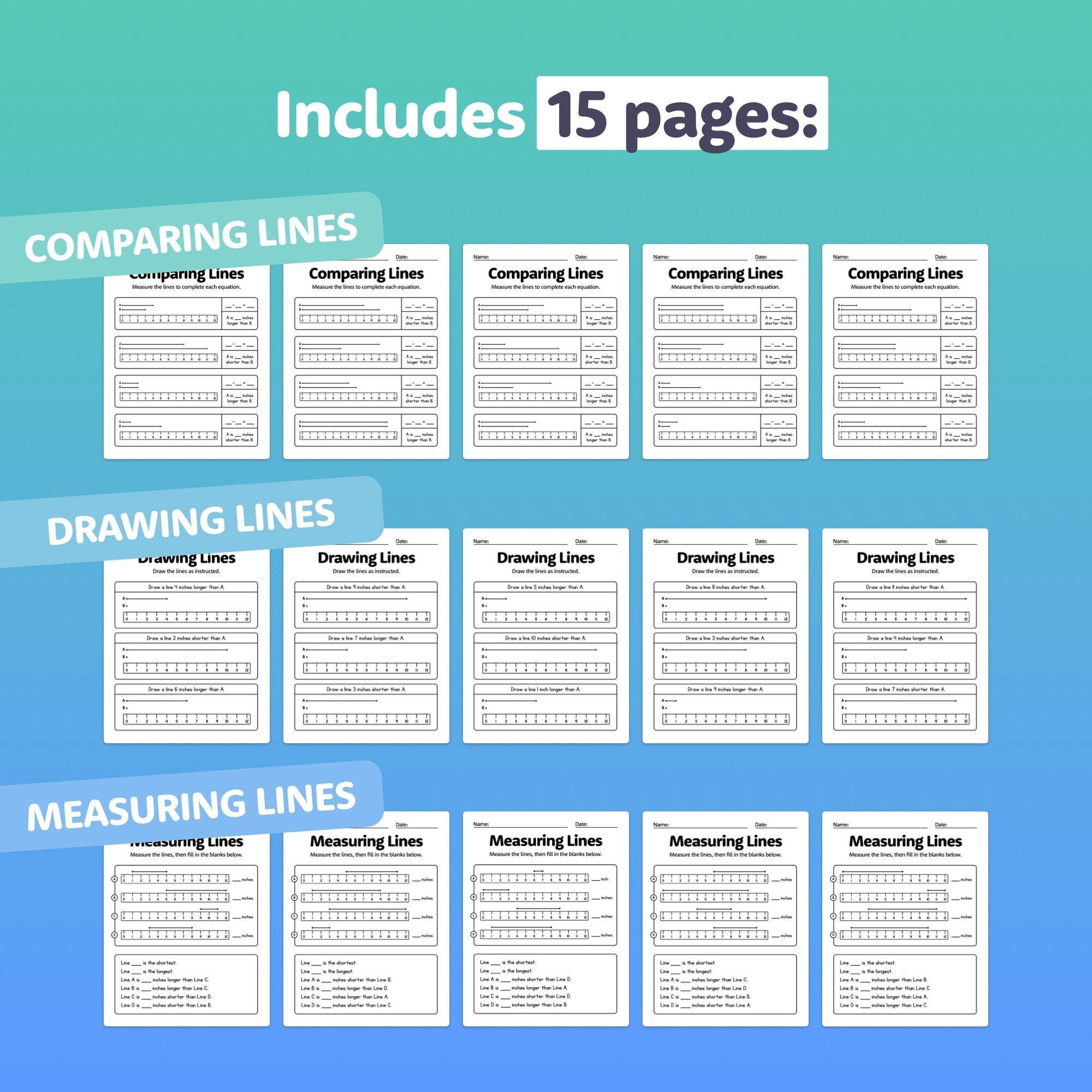 2nd Grade Comparing Length Worksheets | No Prep 2nd Grade Measurement ...