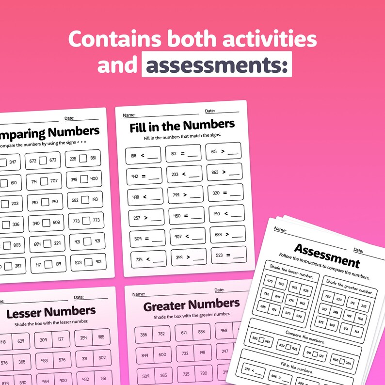 Comparing 3 Digit Numbers Worksheets | 2nd Grade Comparing Numbers ...