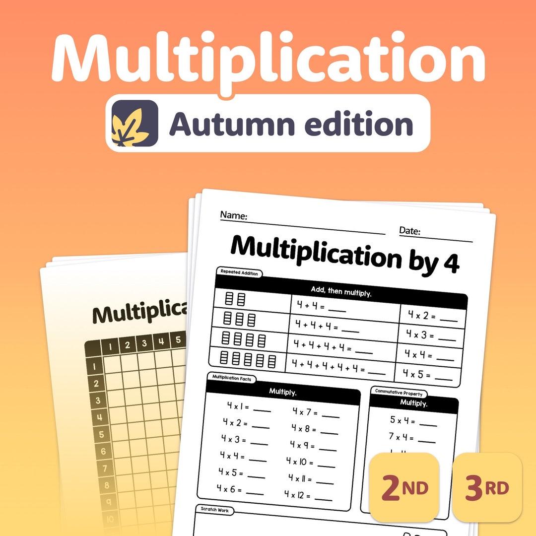 Fall Times Tables Worksheets 2nd, 3rd, 4th Grade Autumn Multiplication ...