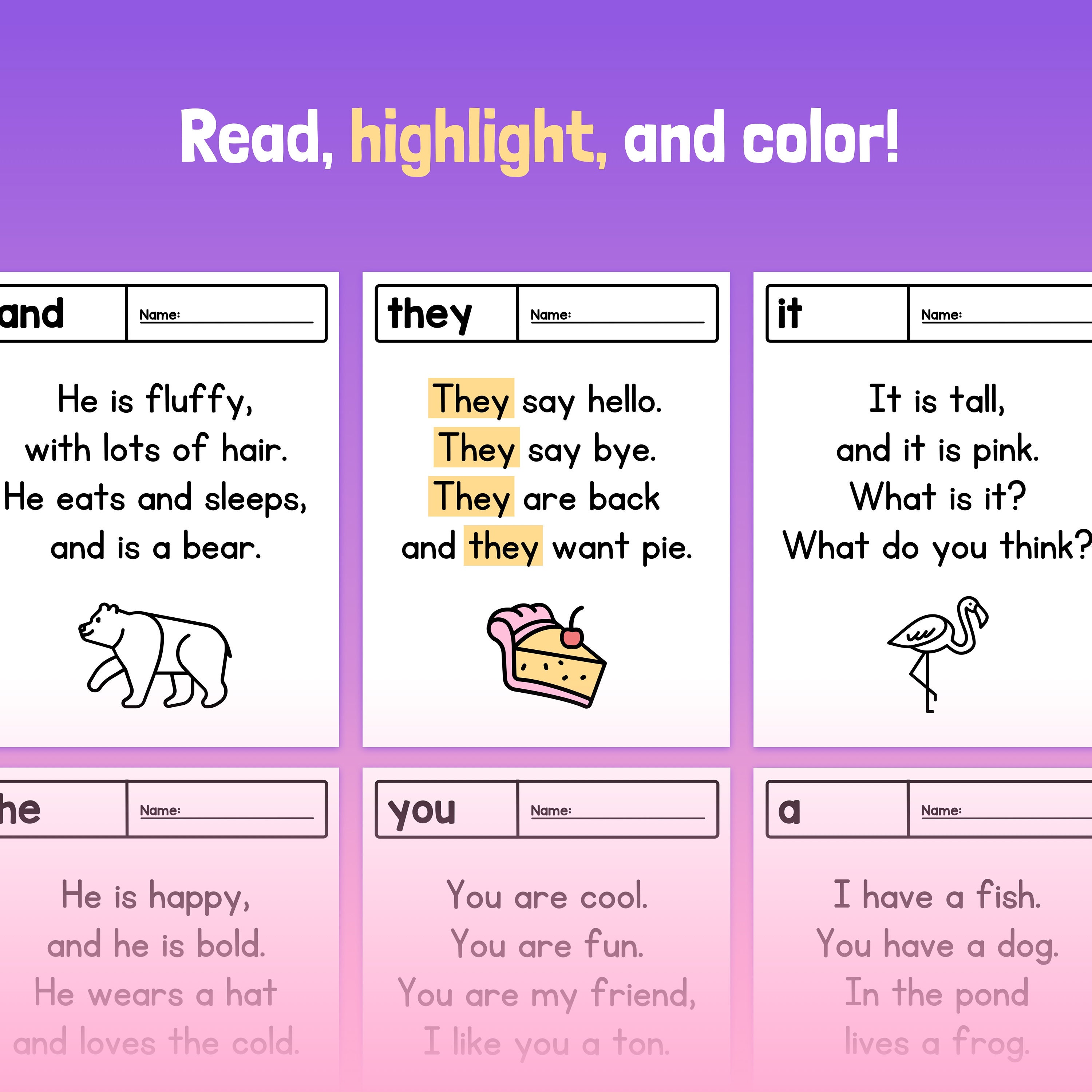 20 Sight Word Poems | Pre-k, K, 1st Grade Shared Reading Worksheets ...