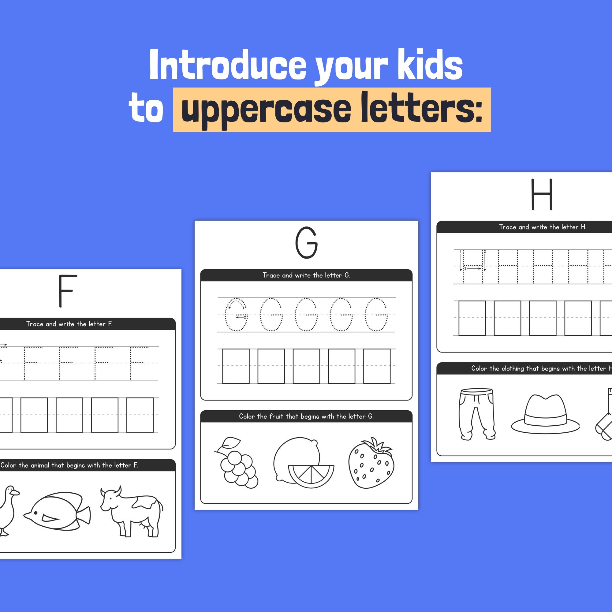 Handwriting Capital Letters Worksheets Kindergarten ELA & ESL Alphabet ...