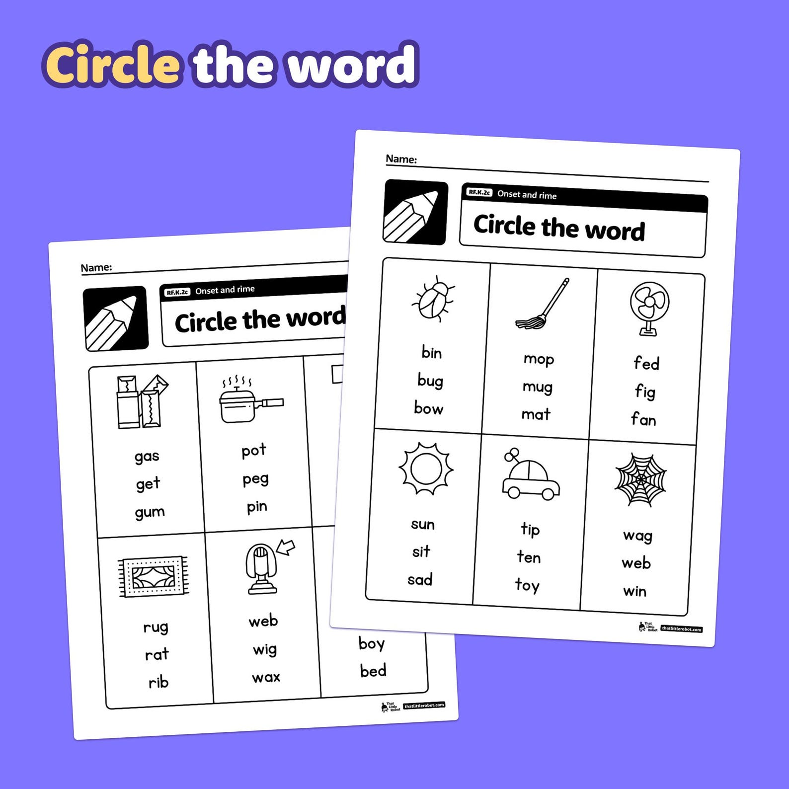 Onset and Rime Worksheets | Kindergarten Cvc Word Activities and ...