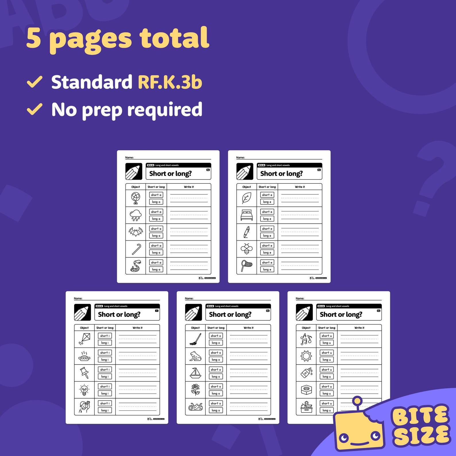 Long and Short Vowels Worksheets | Kindergarten CVC Phonics & Letter ...