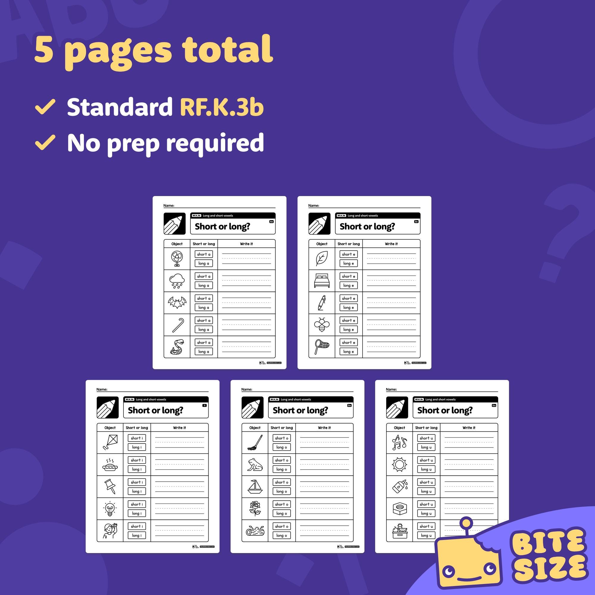 Long and Short Vowels Worksheets | Kindergarten CVC Phonics & Letter ...