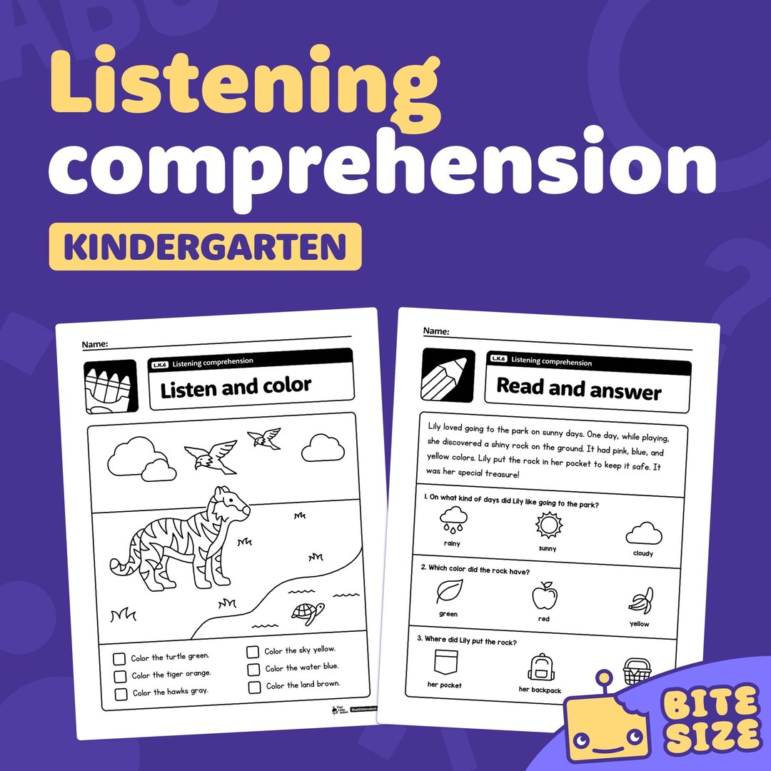 Listening Comprehension Worksheets & Centers | Kindergarten Following ...