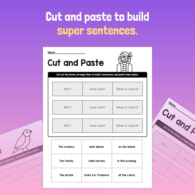 Super Sentence Writing Worksheets | Kindergarten, 1st, 2nd Grade ...