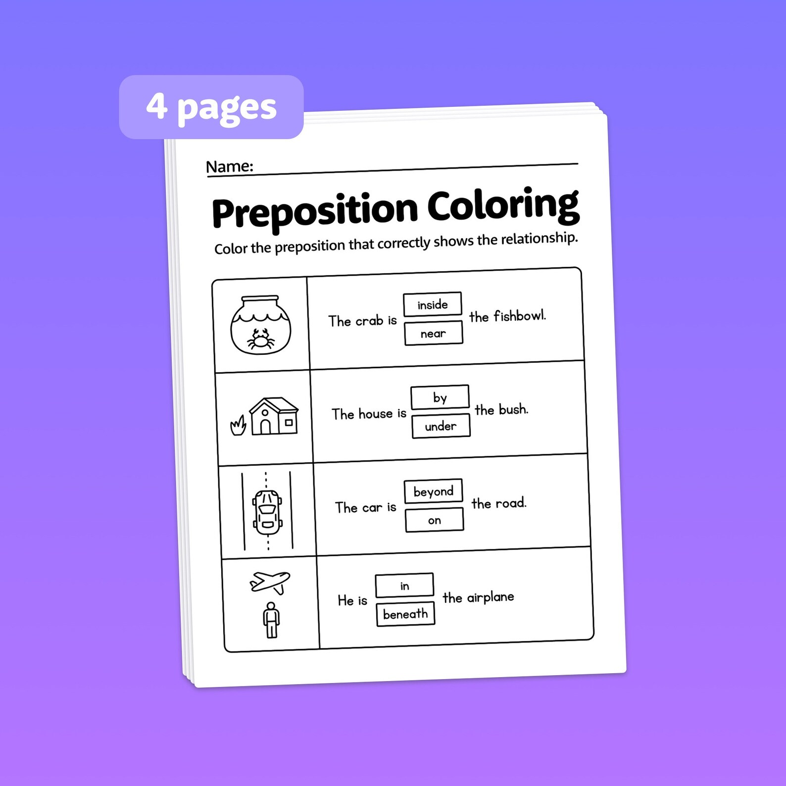 Beginner Prepositions Practice | 1st & 2nd Grade Preposition Worksheets ...