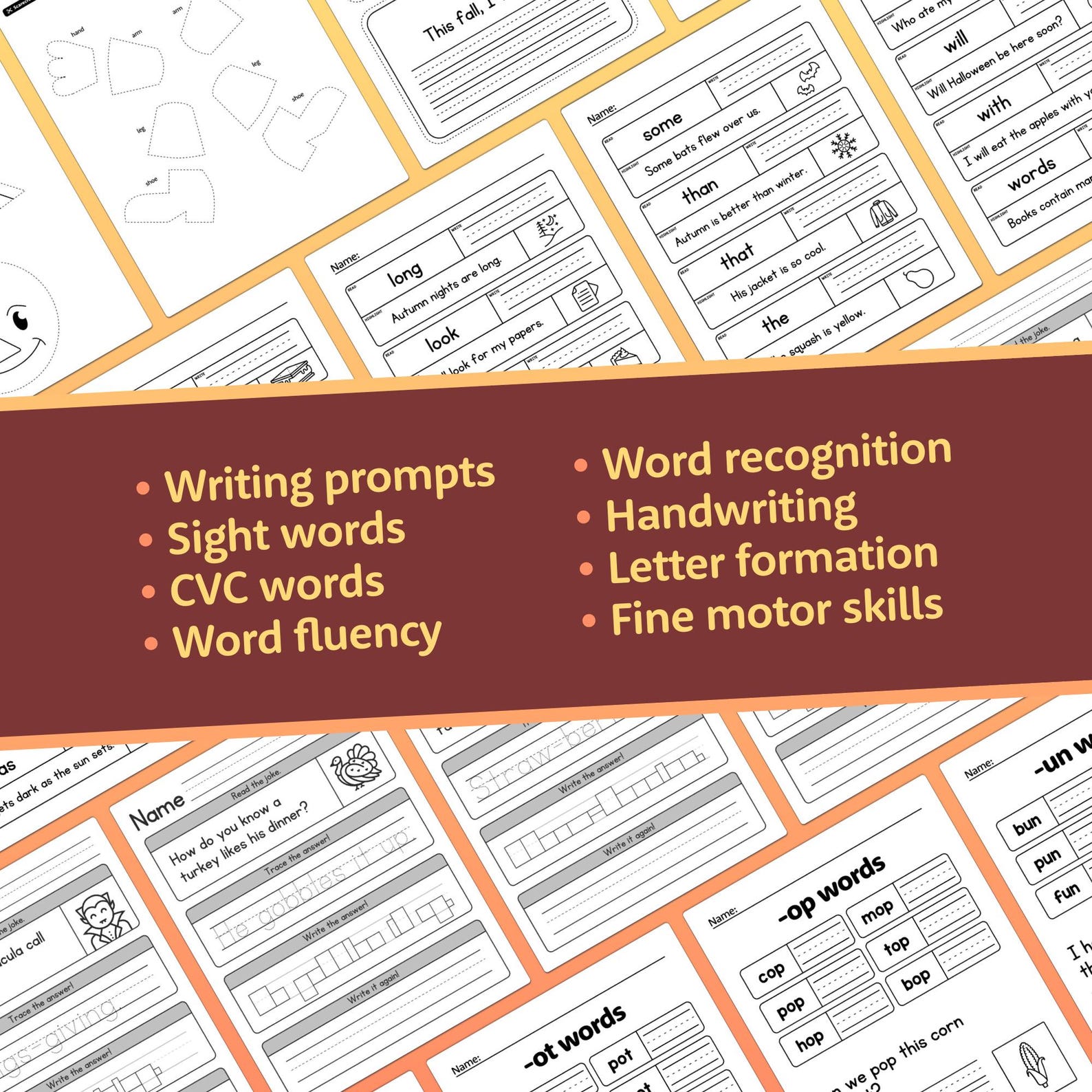 Fall Writing Bundle | Kindergarten and 1st Grade Autumn, Halloween, and ...