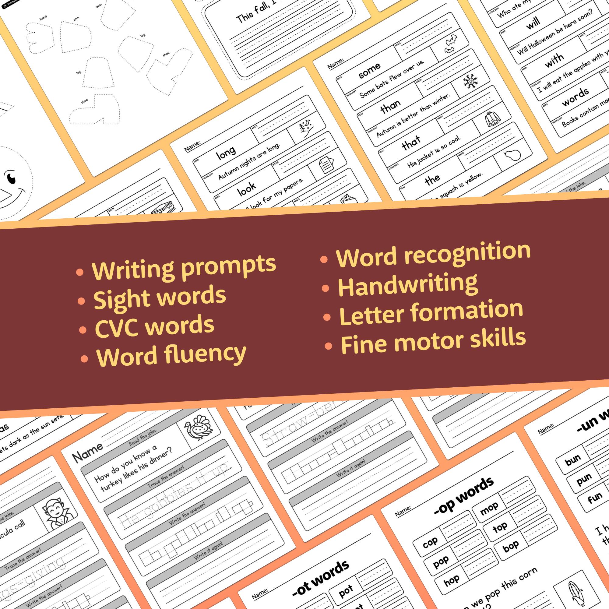 Fall Writing Bundle | Kindergarten and 1st Grade Autumn, Halloween, and ...
