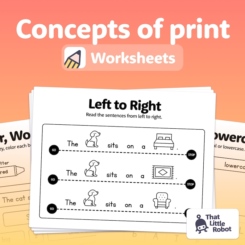 Concepts of Print Worksheets | Kindergarten Pre-reading Activities, 1st ...