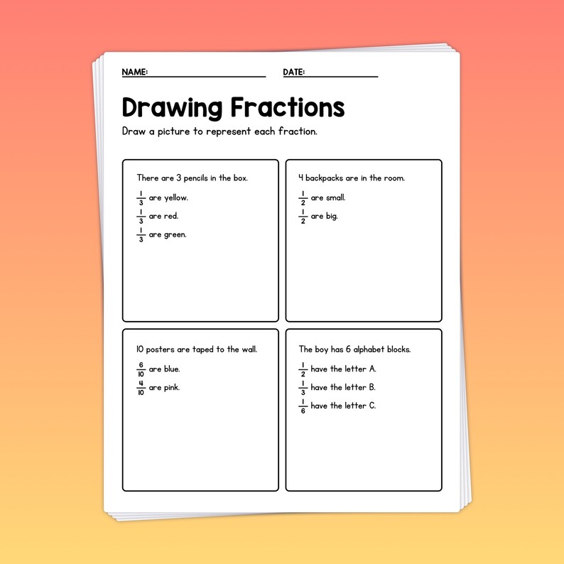 No Prep Fractions Worksheets | 2nd, 3rd, 4th Grade Common Core Math ...