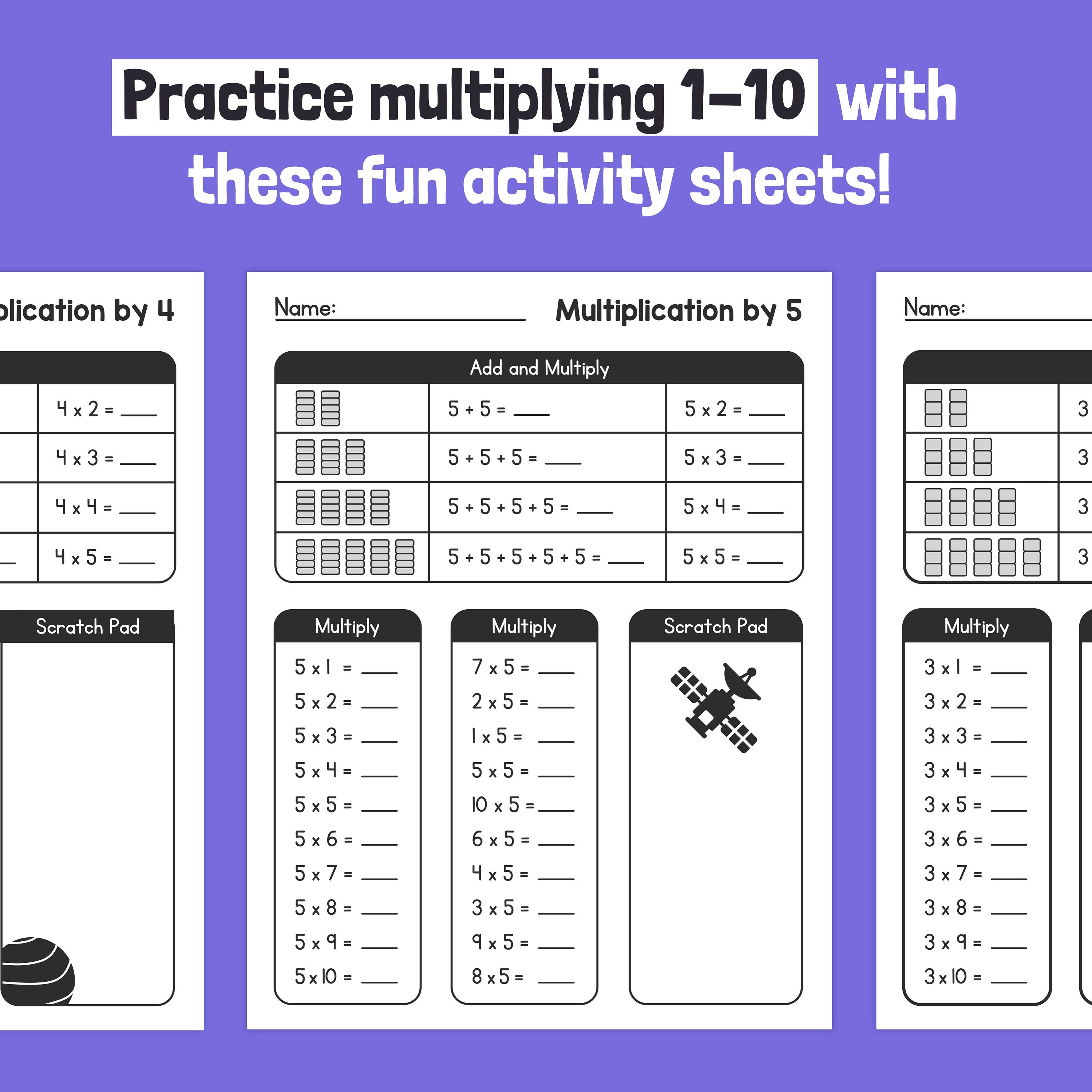 Times Tables Worksheets | 1-10 Multiplication Facts Activity, Outer ...