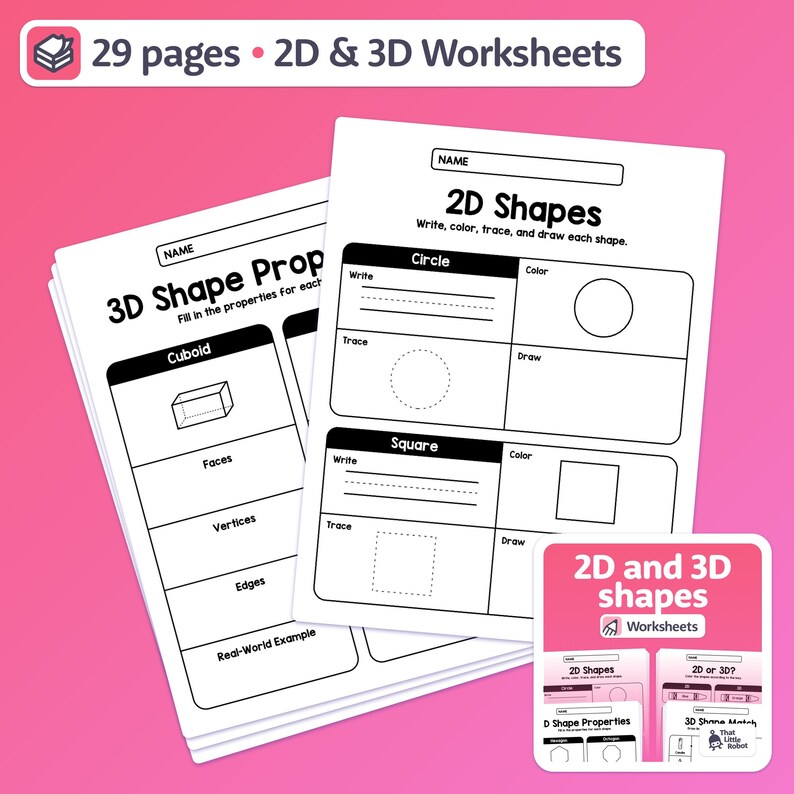 No Prep 2D & 3D Shapes Bundle | 1st, 2nd, 3rd Grade 3D and 2D Shape ...