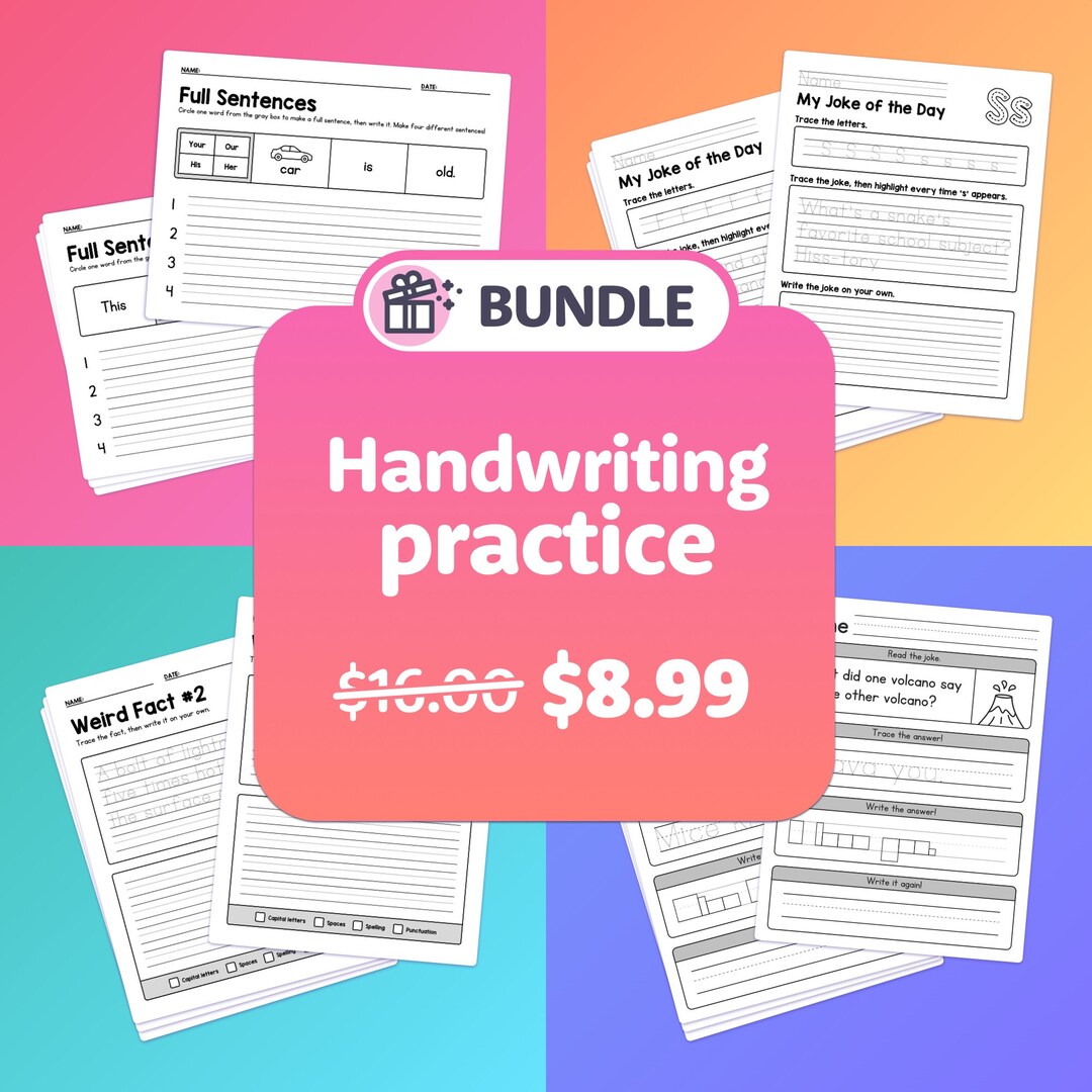 No Prep Handwriting Bundle | Kindergarten, 2nd, 1st Grade Handwriting ...