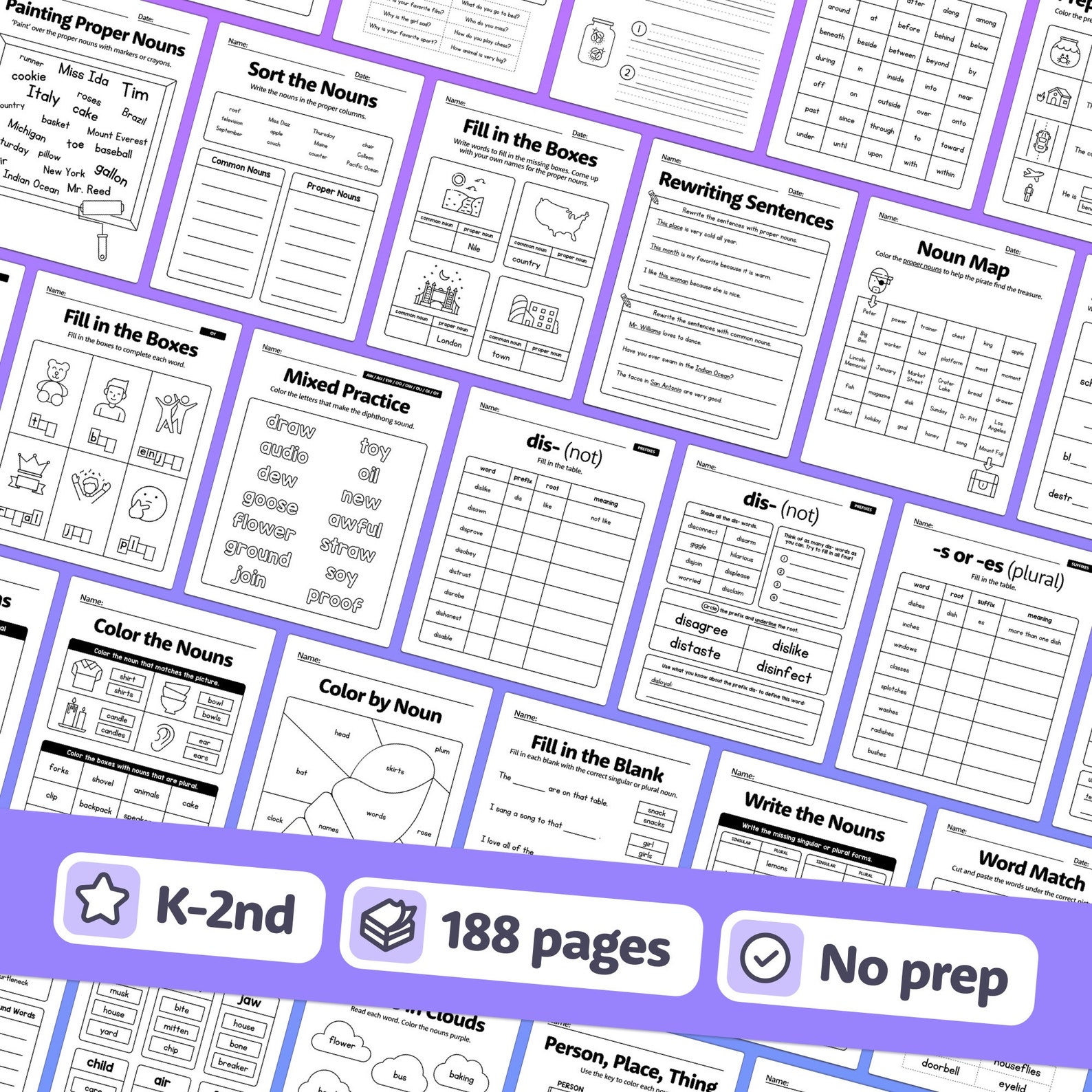 Grammar Bundle | Kindergarten Grammar, 1st Grade Grammar, 2nd Grade ...