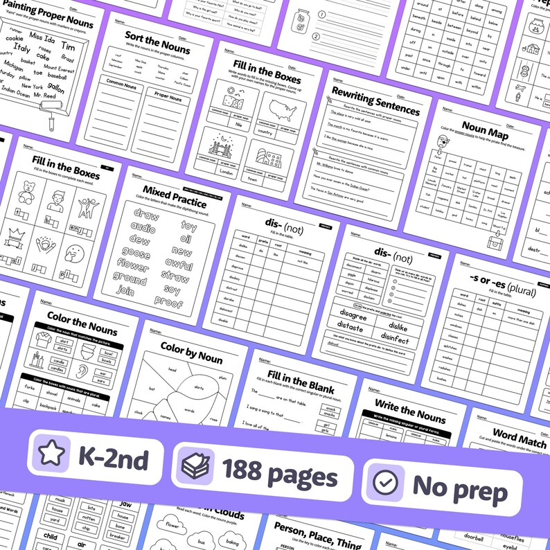 Grammar Bundle | Kindergarten Grammar, 1st Grade Grammar, 2nd Grade ...