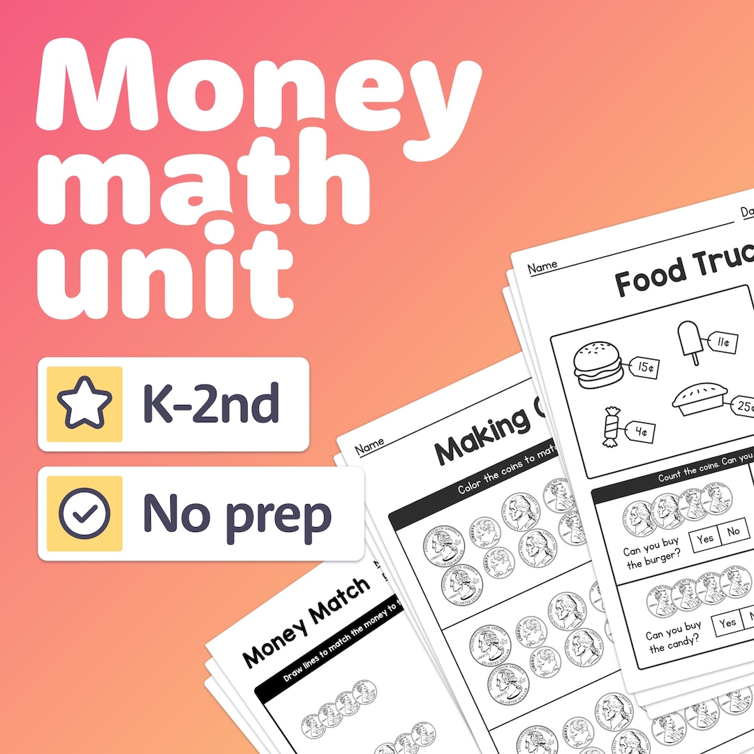 No Prep Money Math Unit | Kindergarten, 1st, 2nd Grade US Coin ...