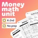 No Prep Money Math Unit | Kindergarten, 1st, 2nd Grade US Coin ...