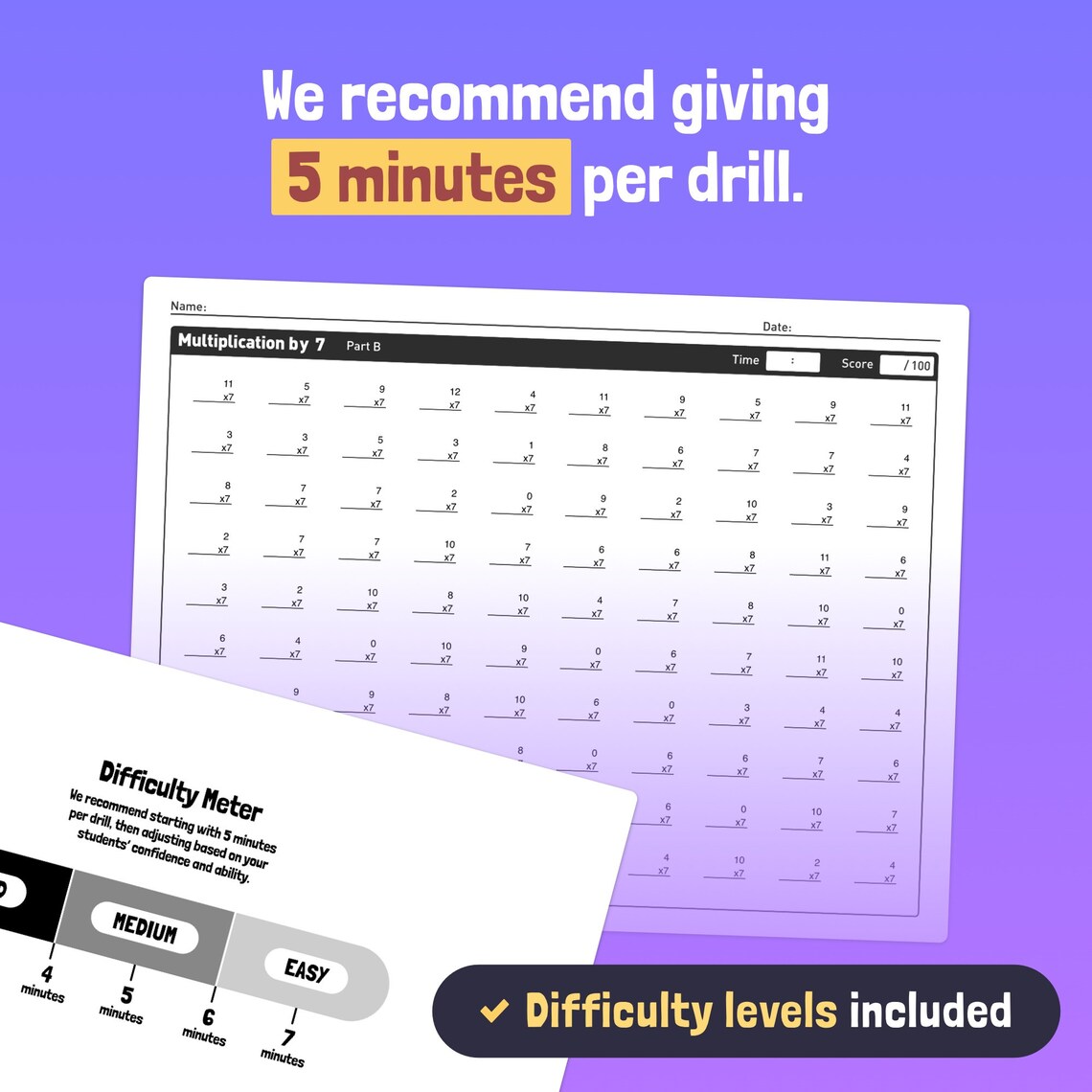 Timed Multiplication Drills | 0-12 Times Tables Multiplication Facts ...
