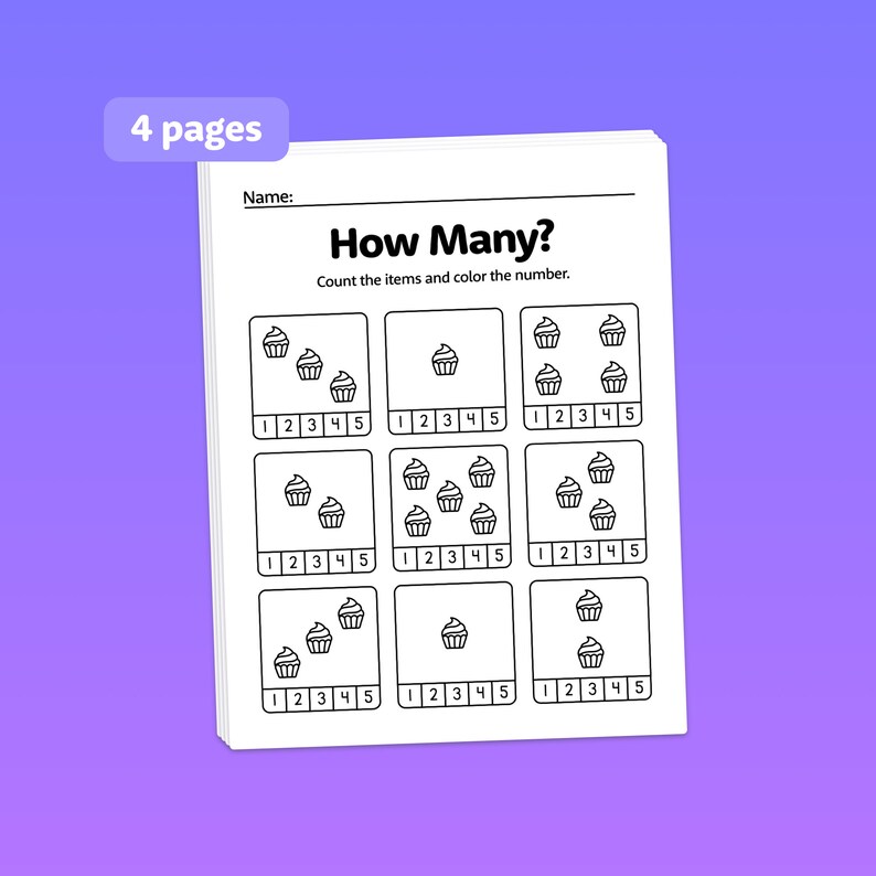 Counting Sets to 5 | Kindergarten Counting & Cardinality Worksheets ...