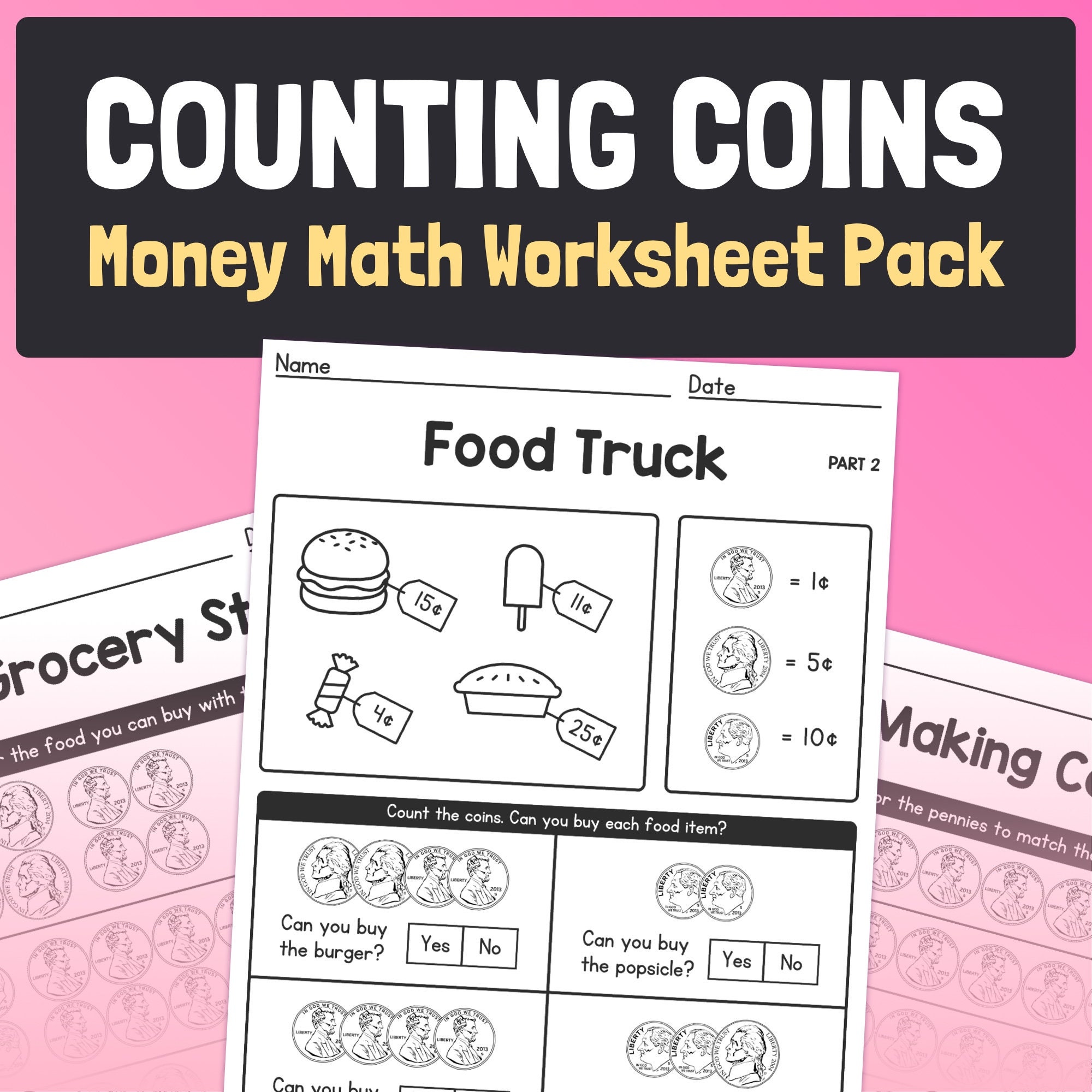Counting Coins Worksheets | Money Math Activities — Kindergarten, 1st ...