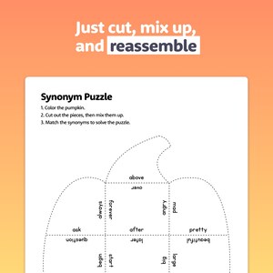 Fall Synonyms Activity 3rd, 4th, 5th Grade Halloween Synonyms Autumn ...