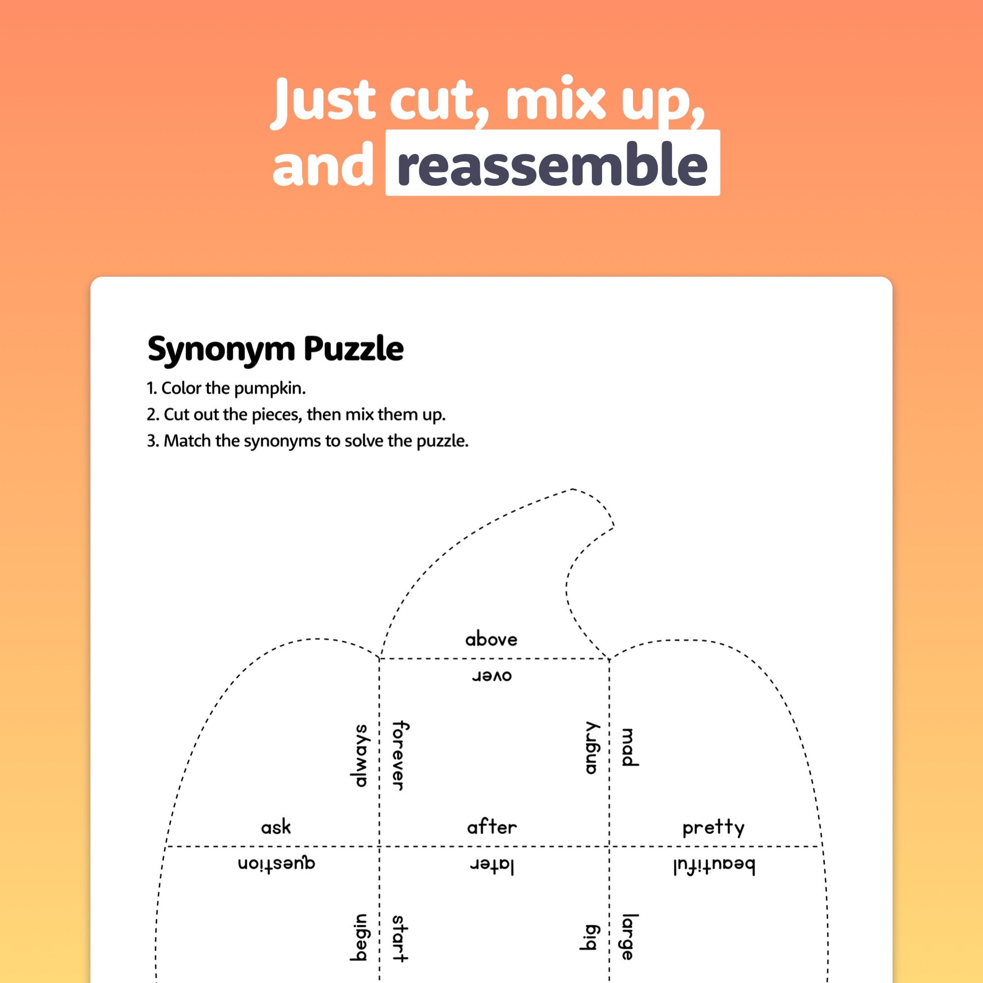Fall Synonyms Activity | 3rd, 4th, 5th Grade Halloween Synonyms ...