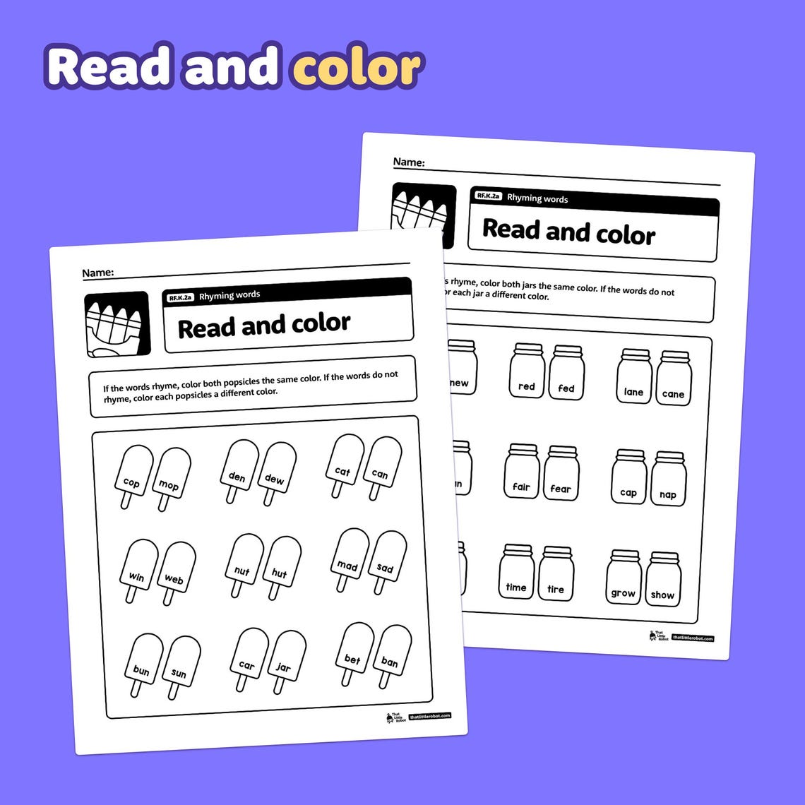 Rhyming Words Worksheets | Kindergarten Rhyme Activities & Phonics ...