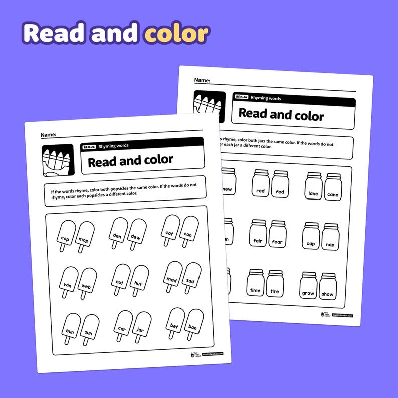 Rhyming Words Worksheets | Kindergarten Rhyme Activities & Phonics ...