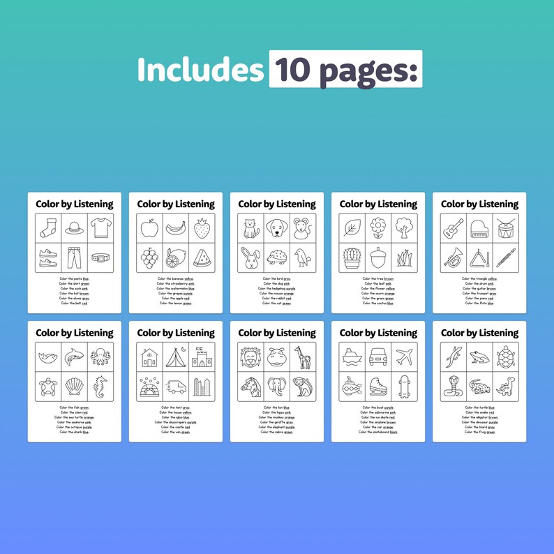 Color by Listening Activity for Kindergarten & Pre-k | Following ...