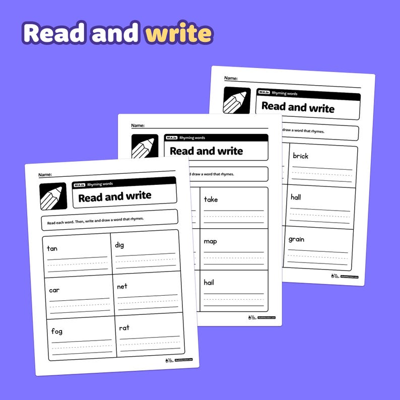 Rhyming Words Worksheets | Kindergarten Rhyme Activities & Phonics ...