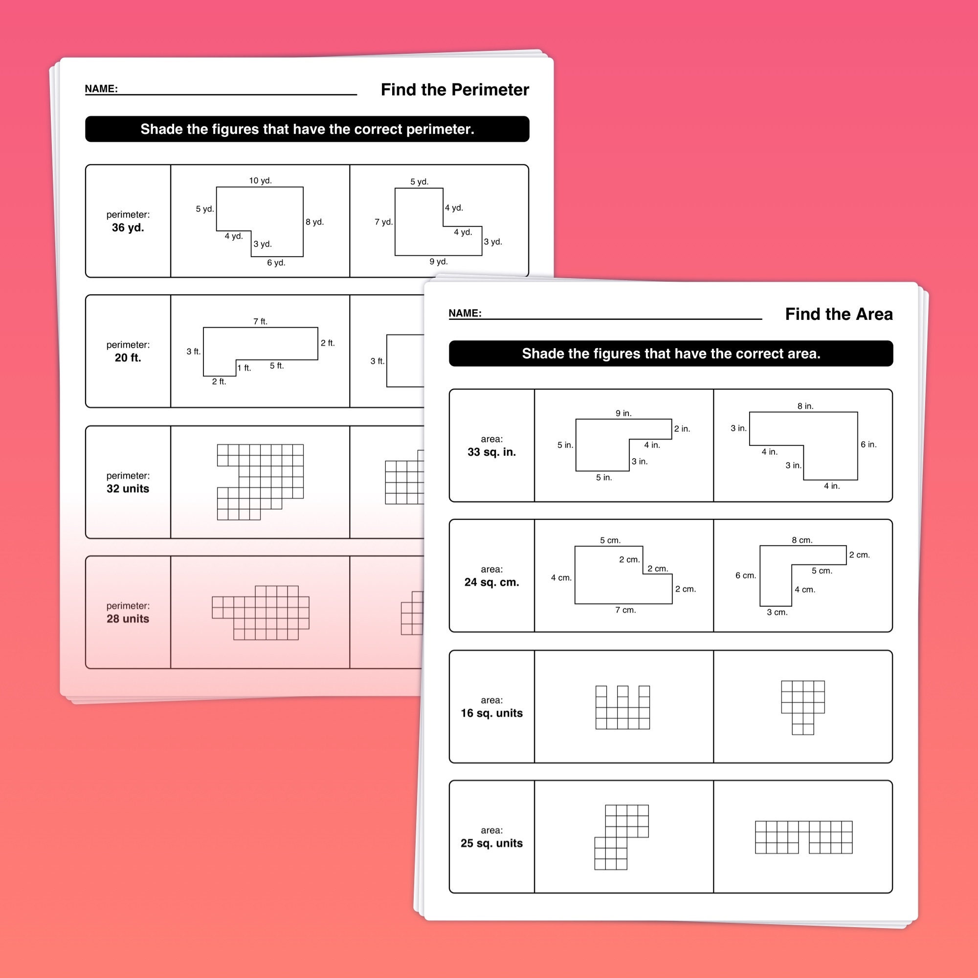No Prep Area and Perimeter of Irregular Figures | 4th & 3rd Grade Area ...