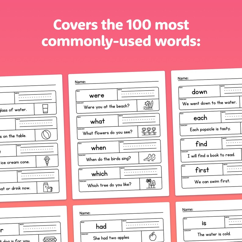 Summer Sight Words Worksheets | Kindergarten & 1st Grade Sight Words ...