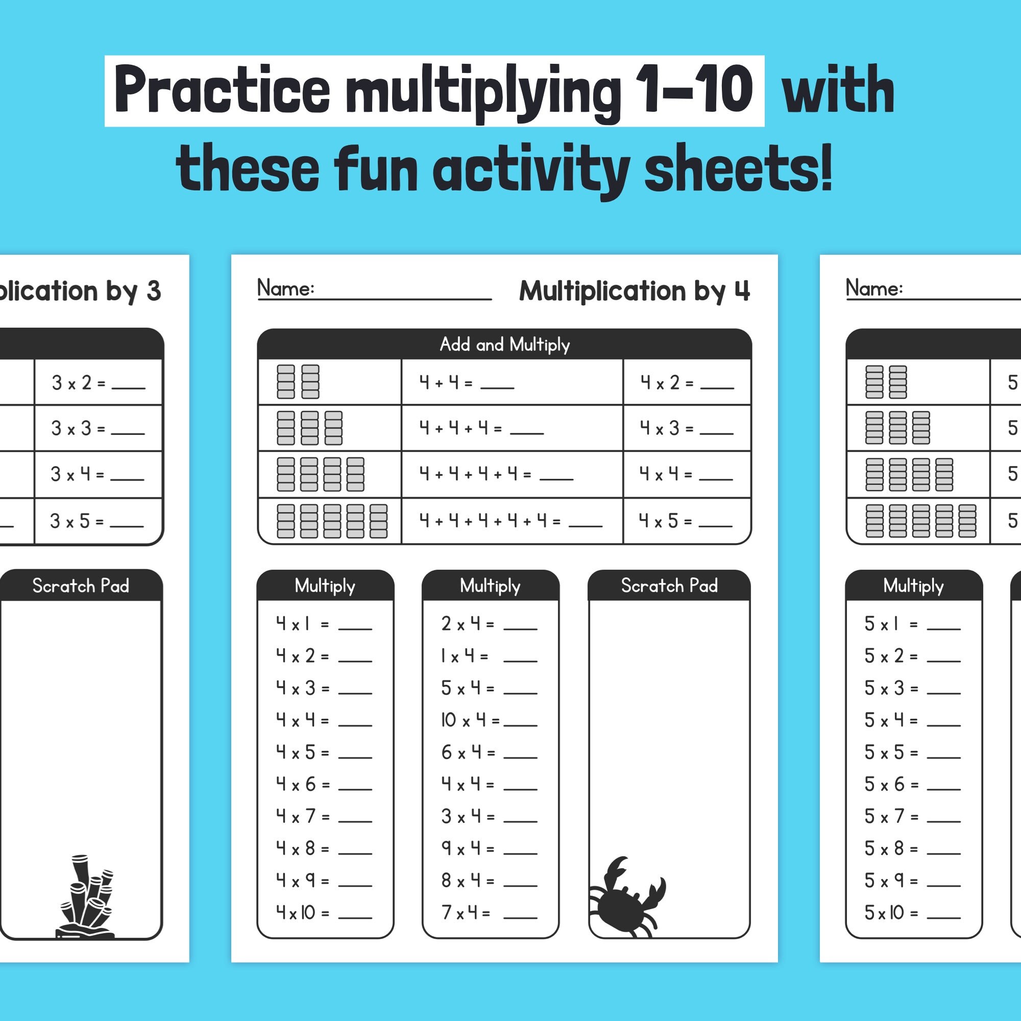 Times Tables Worksheets | 2nd & 3rd Grade 1-10 Multiplication Facts ...