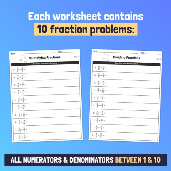 Dividing Fractions Worksheets 6th Grade