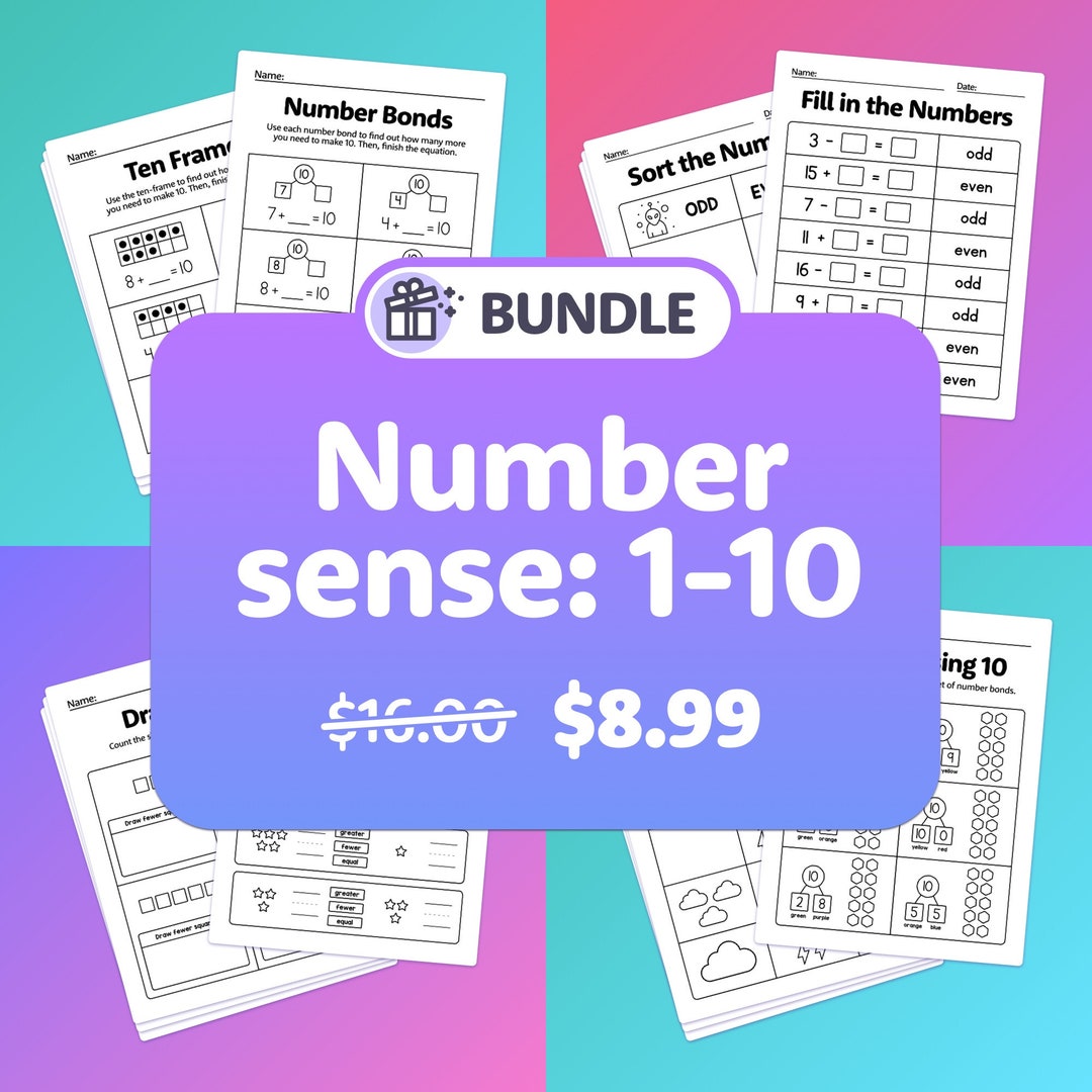 1-10 Number Sense BUNDLE | Kindergarten, 1st Grade, 2nd Grade Prep ...